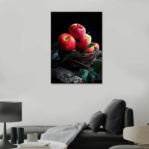 Картина/Картина на холсте для интерьера/Картина на стену/Картина для кухни/ - Яблоки красные в корзинке 30х40