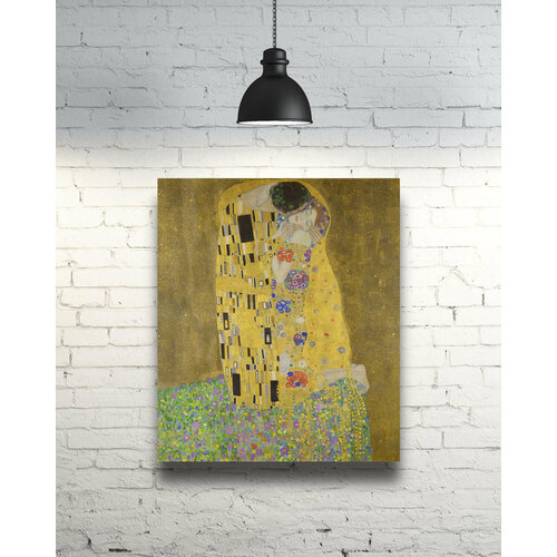 Картина репродукция "Поцелуй", Густав Климт, (холст, подрамник, 40х50 см)