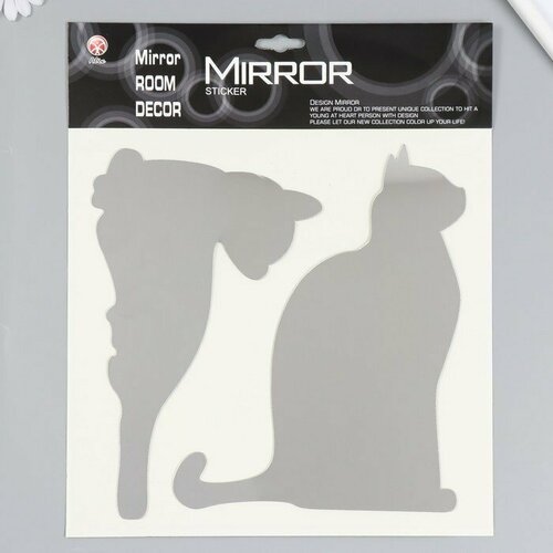 Наклейка интерьерная зеркальная "Две кошки" 38х31 см (комплект из 6 шт)