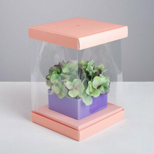 Коробка для цветов с вазой и PVC окнами складная «С Любовью», 16 х 23 х 16 см (комплект из 7 шт)