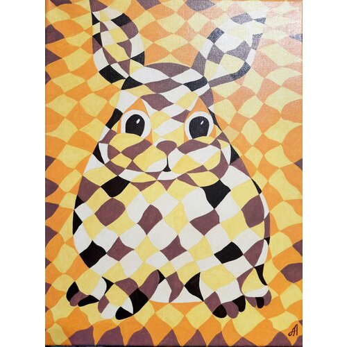 Картина на холсте "Теплый кролик". Холст на подрамнике 30х40см. Авторская ручная работа. В единственном экземпляре