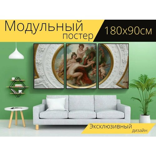 Модульный постер "Крашеный потолок, декоративная штукатурка, королевская академия художеств" 180 x 90 см. для интерьера