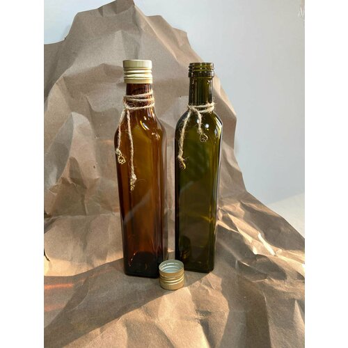 Элитный набор бутылок из цветного стекла(зеленого и коричневого) для масла, соуса, уксуса 500 мл