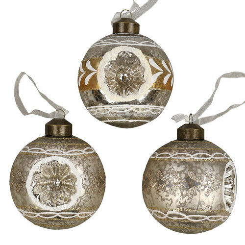 Kaemingk Набор стеклянных шаров Vintage Christmas: Antico Stile 8 см, 3 шт 060822