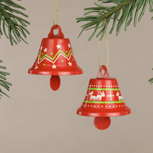 Breitner Набор елочных украшений Колокольчики - Jingle Bells 5 см, 12 шт, красные, подвеска XY0340