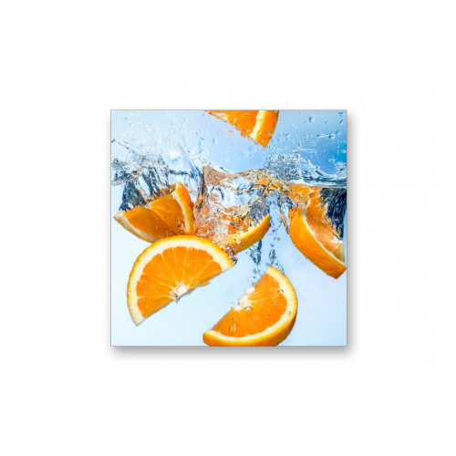 Картина на стекле | Diva Kartina | Еда. Фрукты. Апельсины в воде | 60X60 см | Интерьерный постер