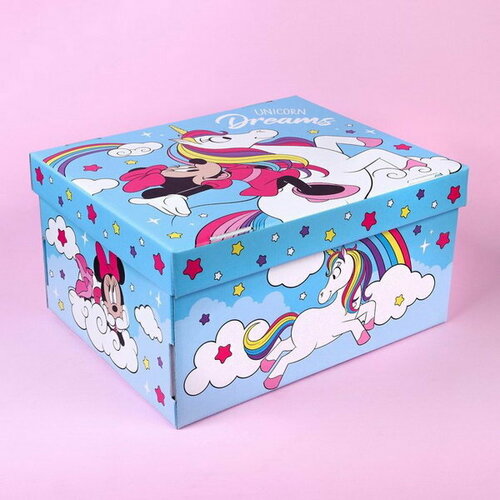 Коробка подарочная складная с крышкой, 31 x 25.5 x 16 "Dreams", Минни и единорог