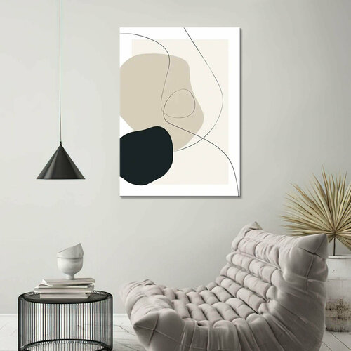 Картина на холсте для интерьера - "Чёрно-белая абстракция 60х80"