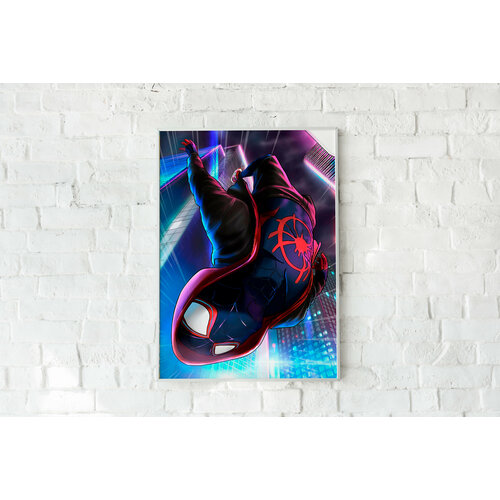 Плакат без рамы Человек паук/Spider-Man/Майлз Моралес/ Плакат на стену 21х30 см / Постер формата А4