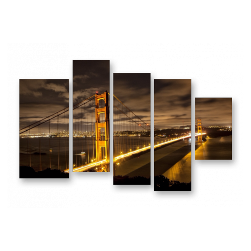 Модульная картина на стекле | Diva Kartina | Город. США Мост-Золотые ворота | 160X110 см