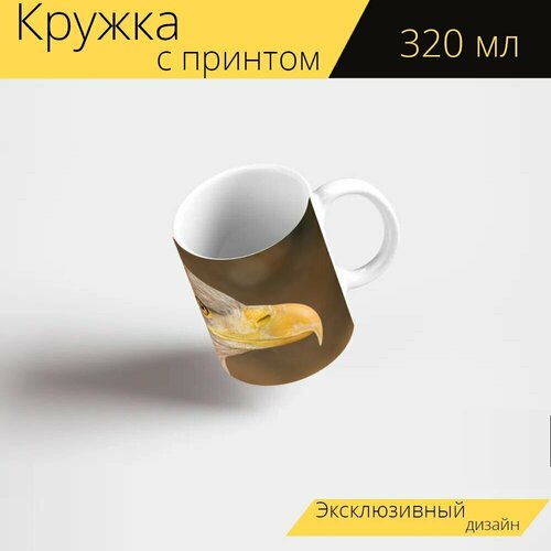 Кружка с рисунком, принтом "Орел, портрет, клюв" 320 мл.