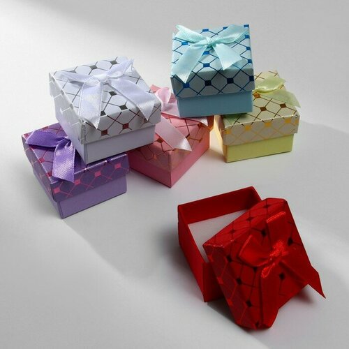 Коробочка подарочная под серьги/кольцо «Кубики», 5×5 (размер полезной части 4,5×4,5 см), цвет микс(6 шт.)