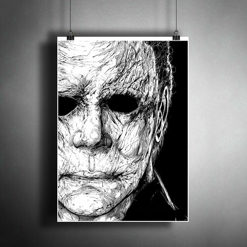 Постер плакат для интерьера "Фильм ужасов: Хэллоуин (Halloween). Майкл Майерс. Постер на Хэллоуин" / A3 (297 x 420 мм)