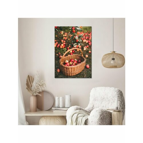 Картина на холсте с подрамником Сбор яблок в корзину 60х80