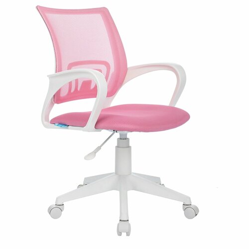 Кресло оператора Helmi HL-M95 R, W695, "Airy", белый, сетка, ткань TW розовая, пиастра (348717)