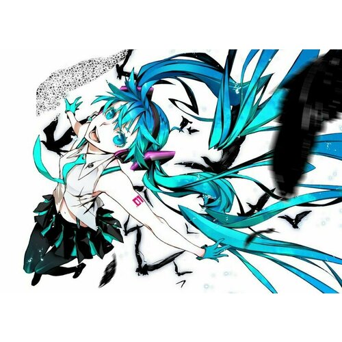 Плакат, постер на бумаге Мику Хацунэ. Miku Hatsune. Размер 60 х 84 см