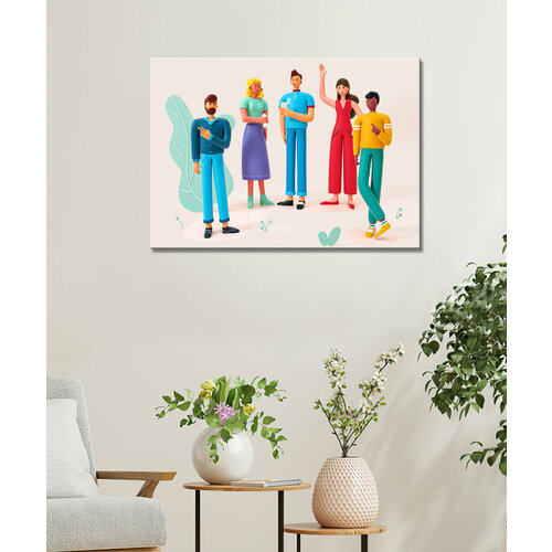 Картина/Картина на холсте для интерьера/Картина на стену/Картина для кухни/ - 3D иллюстрация людей (1) 40х60