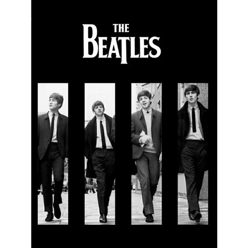 Плакат, постер на бумаге The Beatles/Битлз/черно-белый. Размер 30 х 42 см