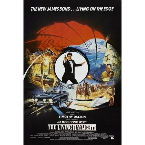 Плакат, постер на бумаге Джеймс Бонд 15-Искры из глаз (The Living Daylights), Джон Глен. Размер 21 х 30 см