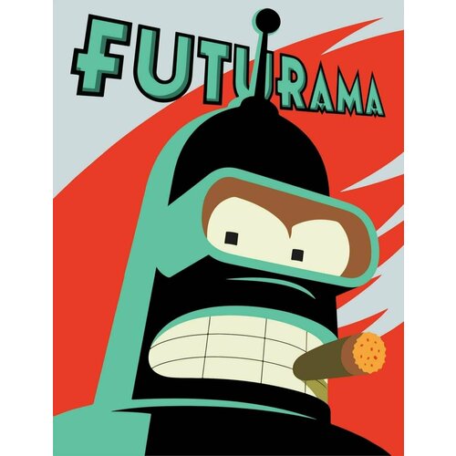 Плакат, постер на холсте Футурама (Futurama, 1999г). Размер 60 на 84 см