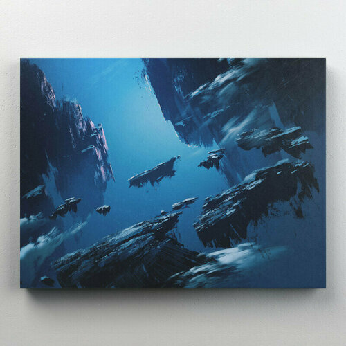 Интерьерная картина на холсте "Остров фантазий в космосе" размер 60x45 см