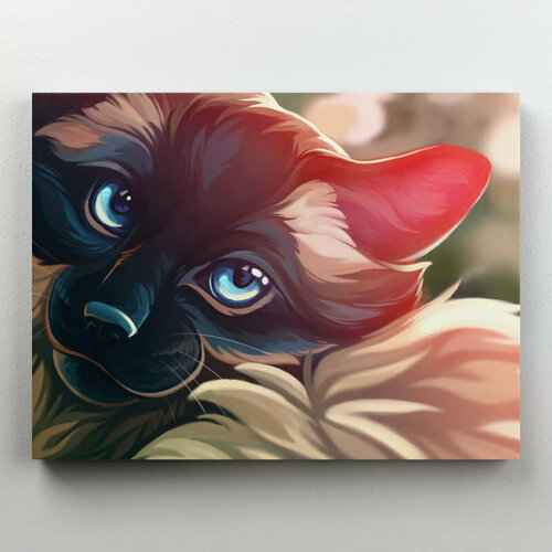 Интерьерная картина на холсте "Сиамский кот" фурри арт, 60x45 см