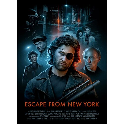 Плакат, постер на бумаге Побег из Нью-Йорка (Escape from New York, 1981г). Размер 30 х 42 см