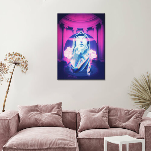 Интерьерная картина на холсте - Скульптура дева розовый фон 20х30