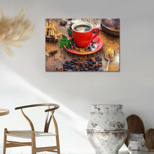 Картина/Картина на холсте для интерьера/Картина на стену/Картина для кухни/ - Ароматный горячий кофе(5) 50х70