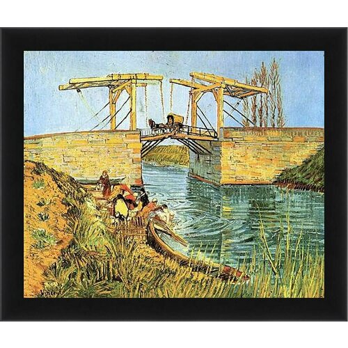 Плакат, постер на холсте The Langlois Bridge at Arles with Women Washing. Винсент Ван Гог. Размер 60 на 84 см