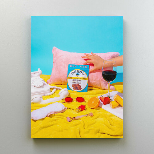 Интерьерная картина на холсте "Пижамная вечеринка" мода, размер 22x30 см