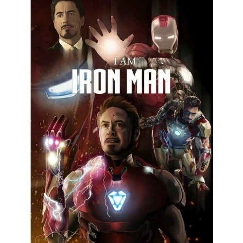 Плакат, постер на холсте Iron man/Железный человек/комиксы/мультфильмы. Размер 21 х 30 см