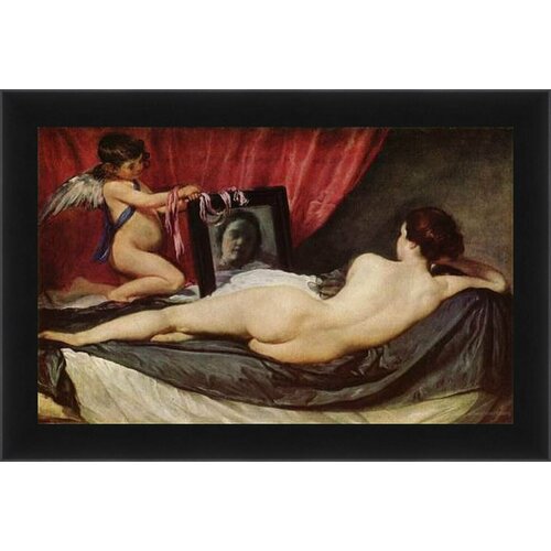 Плакат, постер на бумаге Венера с зеркалом. Диего Веласкес. Размер 21 х 30 см