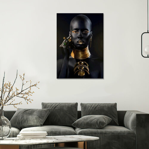 Интерьерная картина на холсте - Девушка с золотыми украшениями 50х70