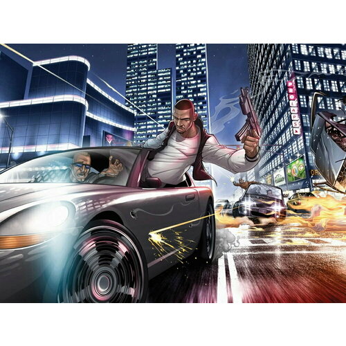 Плакат, постер на бумаге Grand Theft Auto/игровые/игра/компьютерные герои персонажи. Размер 21 на 30 см