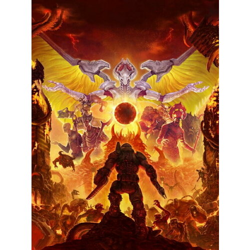 Плакат, постер на холсте Doom/Дум/игровые/игра/компьютерные герои персонажи. Размер 30 х 42 см