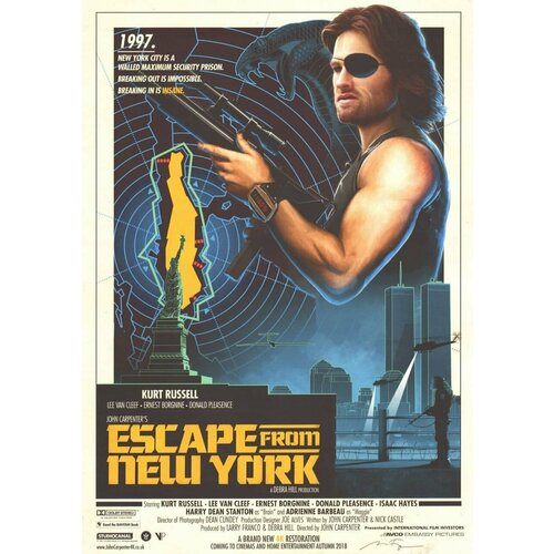 Плакат, постер на холсте Побег из Нью-Йорка (Escape from New York, 1981г). Размер 30 х 42 см