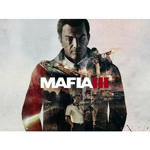 Плакат, постер на холсте Mafia 3/Мафия 3/игровые/игра/компьютерные герои персонажи. Размер 42 на 60 см
