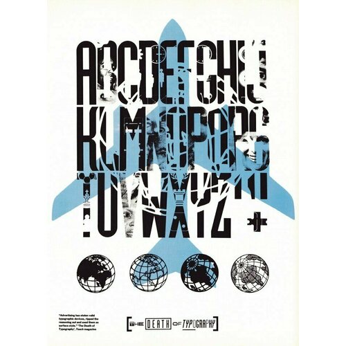 Плакат, постер на бумаге Neville Brody-The death of typography/Невилл Броуди-Смерть типографики. Размер 60 х 84 см