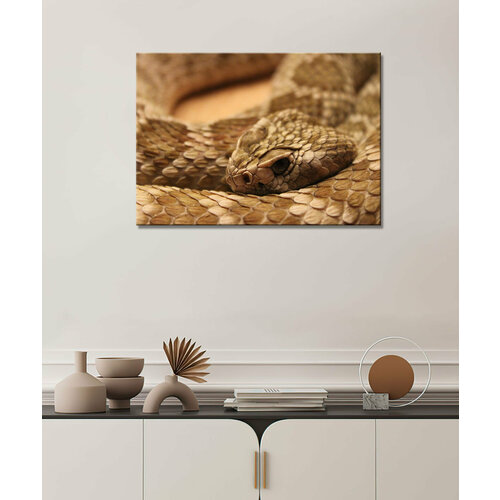 Картина - змея, техасский гремучник, ямкоголовая змея, ядовитая змея, большая змея, кожа змеи (10) 20х30