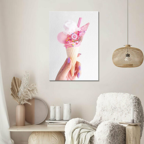 Картина/Картина на холсте для интерьера/Картина на стену/Картина для кухни/ - мороженое с сахарной ватой 30х40