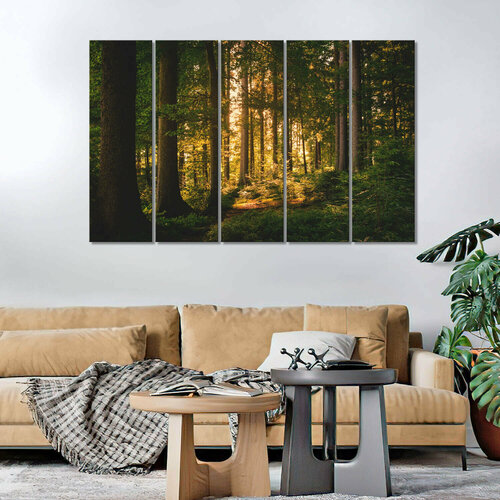 Модульная картина/Модульная картина на холсте/Модульная картина в подарок/таинственный лес-the mysterious forest 125х80
