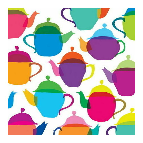 Плакат, постер на бумаге набор разноцветных заварочных чайников. Размер 30 х 42 см