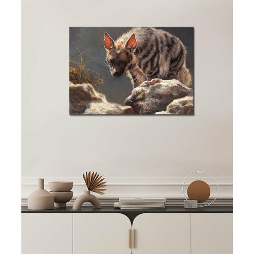 Картина - гиена, гиена арт, гиена рисунок, дикая гиена, гиена в природе (7) 50х70