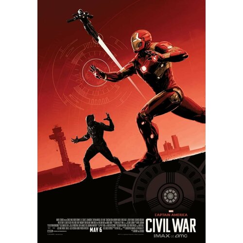Плакат, постер на бумаге Первый мститель: Противостояние (Captain America: Civil War, 2016г). Размер 30 х 42 см