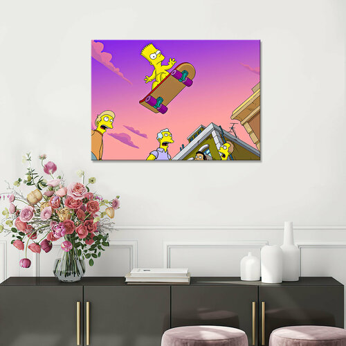 Интерьерная картина на холсте - Симпсоны Simpsons Барт на скейте 50х70