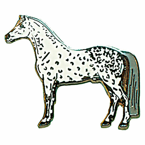 Значок металлический HappyROSS "Серая лошадь", серебряный, 25х22мм, без упаковки (Германия)
