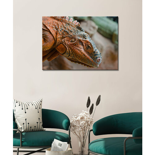 Картина - Игуана, мадагаскарская игуана, коричневая игуана (11) 50х70