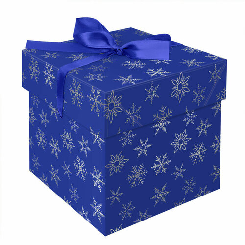 Коробка складная подарочная MESHU "Snowflakes", (15*15*15см), с лентой, отд. фольгой, 359479