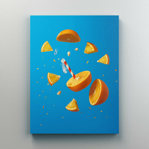 Интерьерная картина на холсте "Апельсиновый фреш" для кухни, кафе и ресторанов, размер 30x40 см